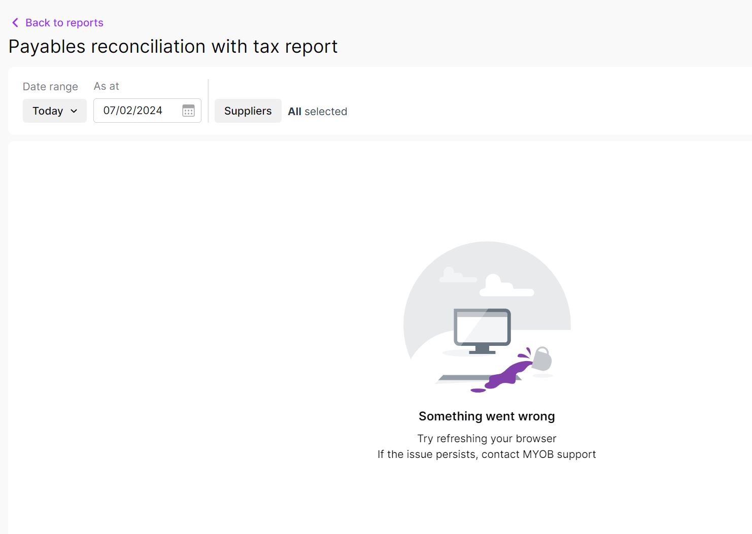 Error Message Payables Reconciliation Report With Tax Myob Community